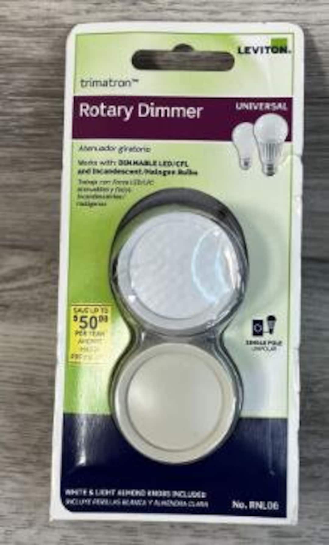 Vintage LEVITON White Light Almond Universal Turn On-off Rotary Dimmer ...