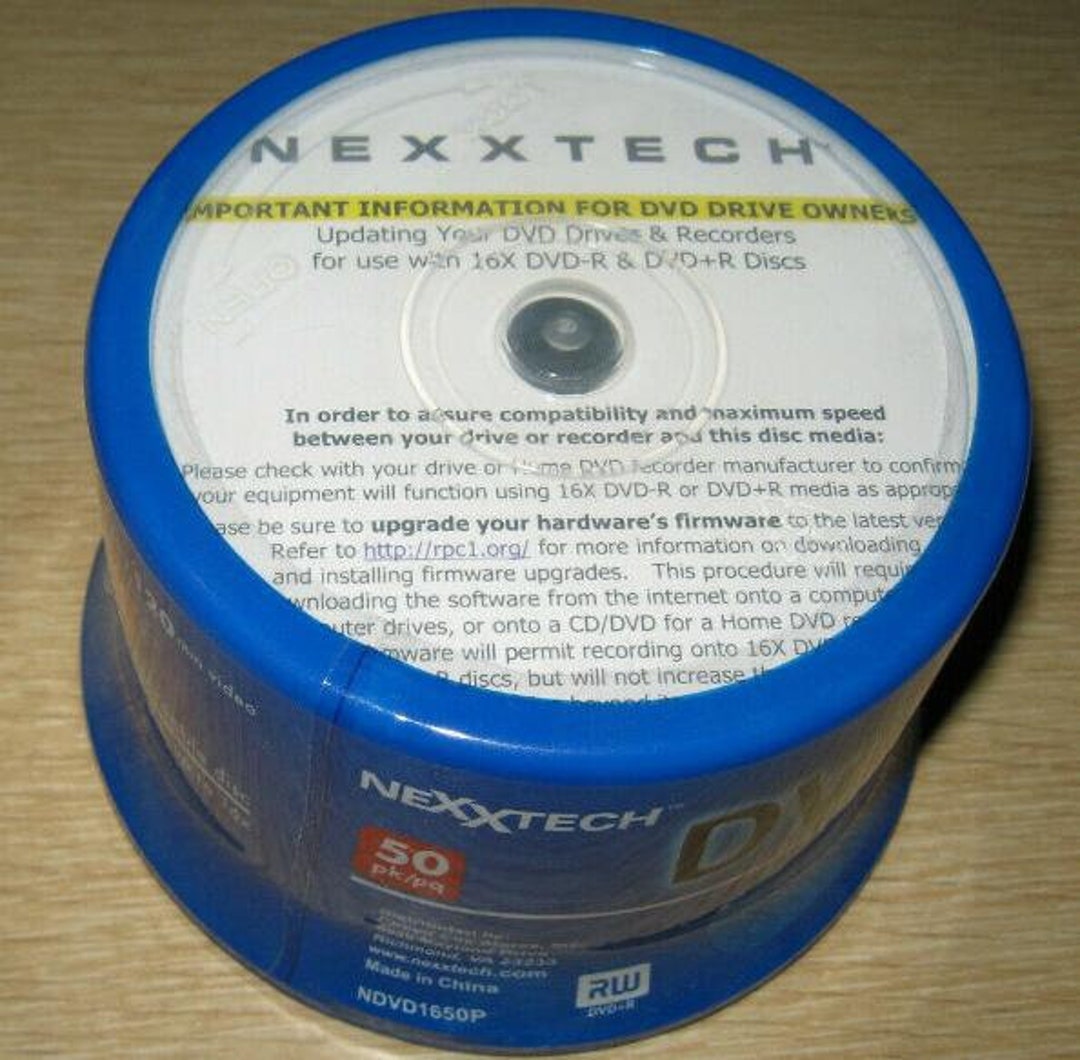 NOS Sealed Nexxtech 50 Pk Blank DVD+R Discs in Plastic Case NDVD1650P ...