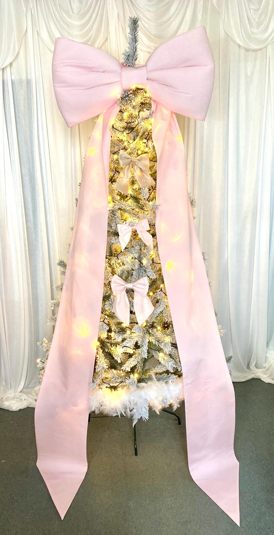 Pink Christmas Tree Bow/decorative Event Bow - Etsy