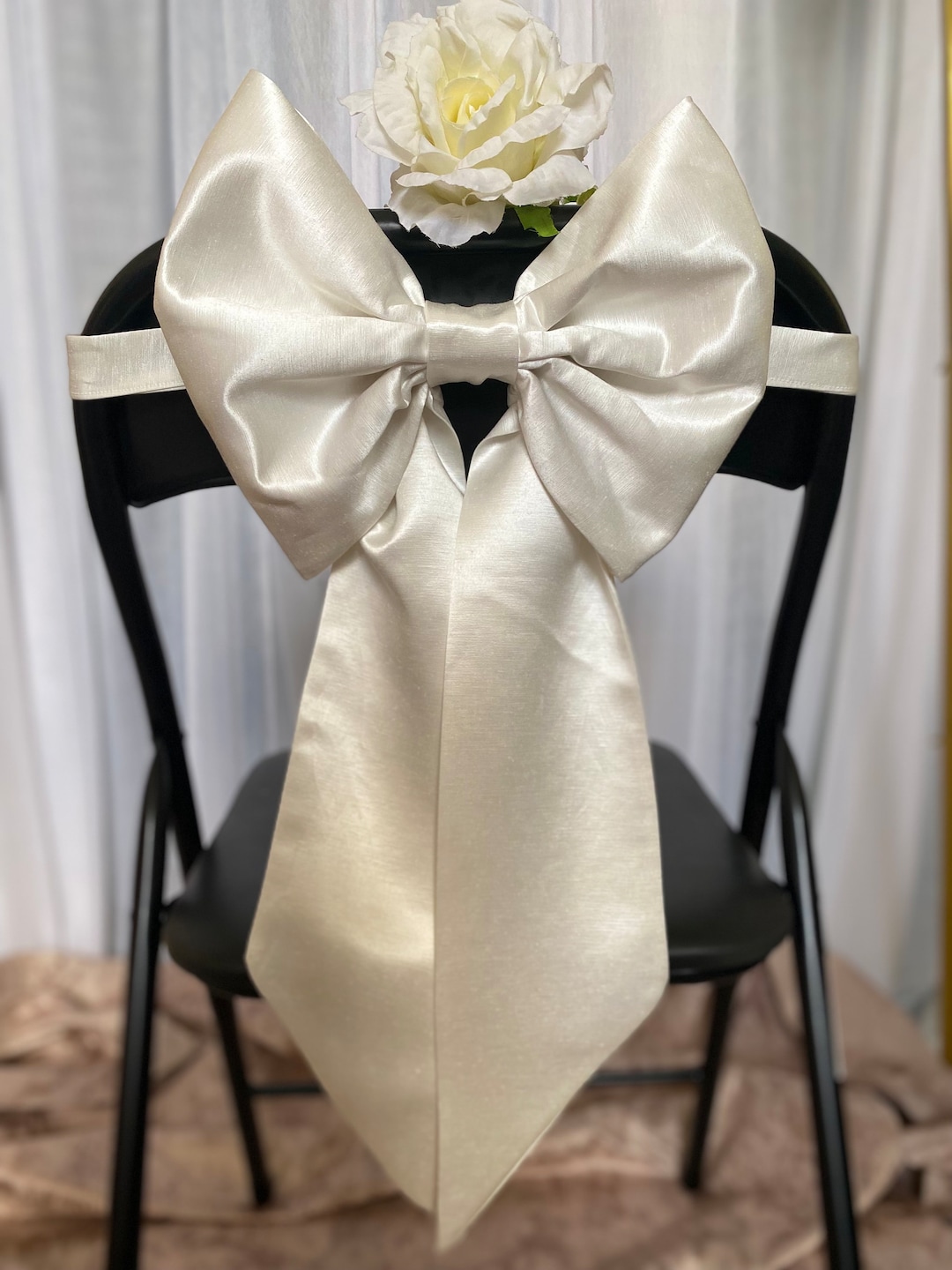 Wedding Chair Bow, Hemp Silk Chair Bow - Etsy