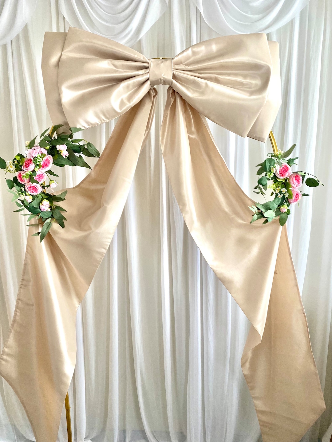 Large Wall Bow in Champagne Taffeta, Wedding Bow - Etsy