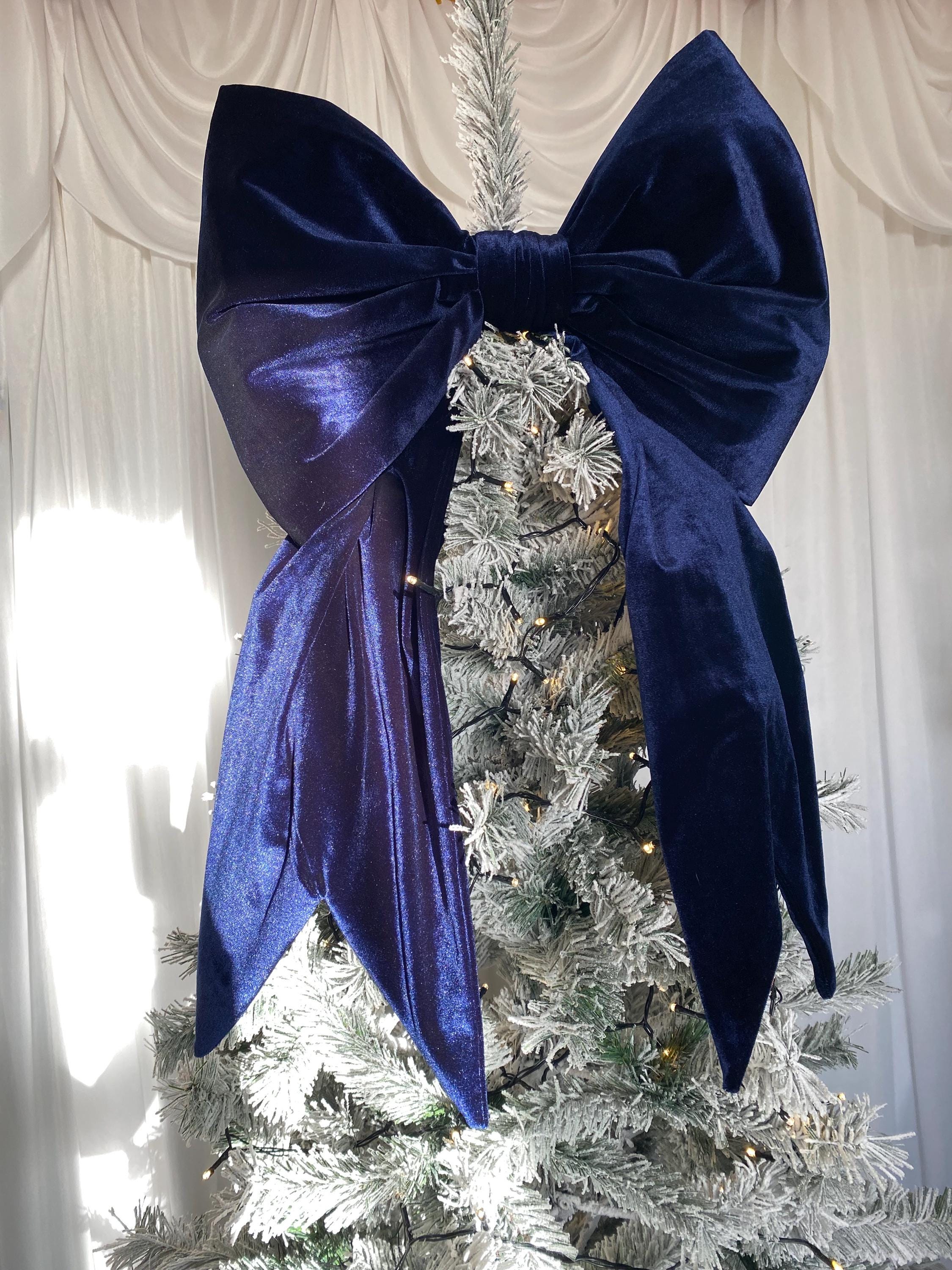 Blue Velvet Christmas Bow – Handmade Tree Topper, Wreath & Wall Décor ...