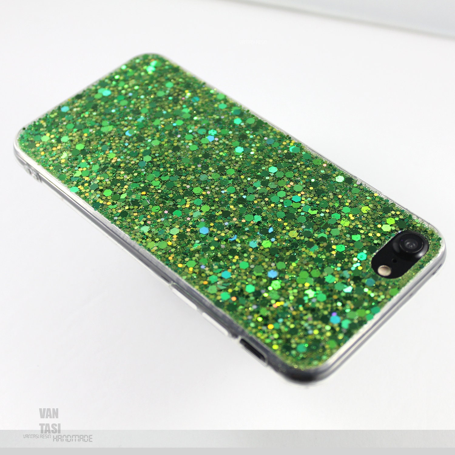 Green diamond sparkle glitter dust phone case cover skin for | Etsy