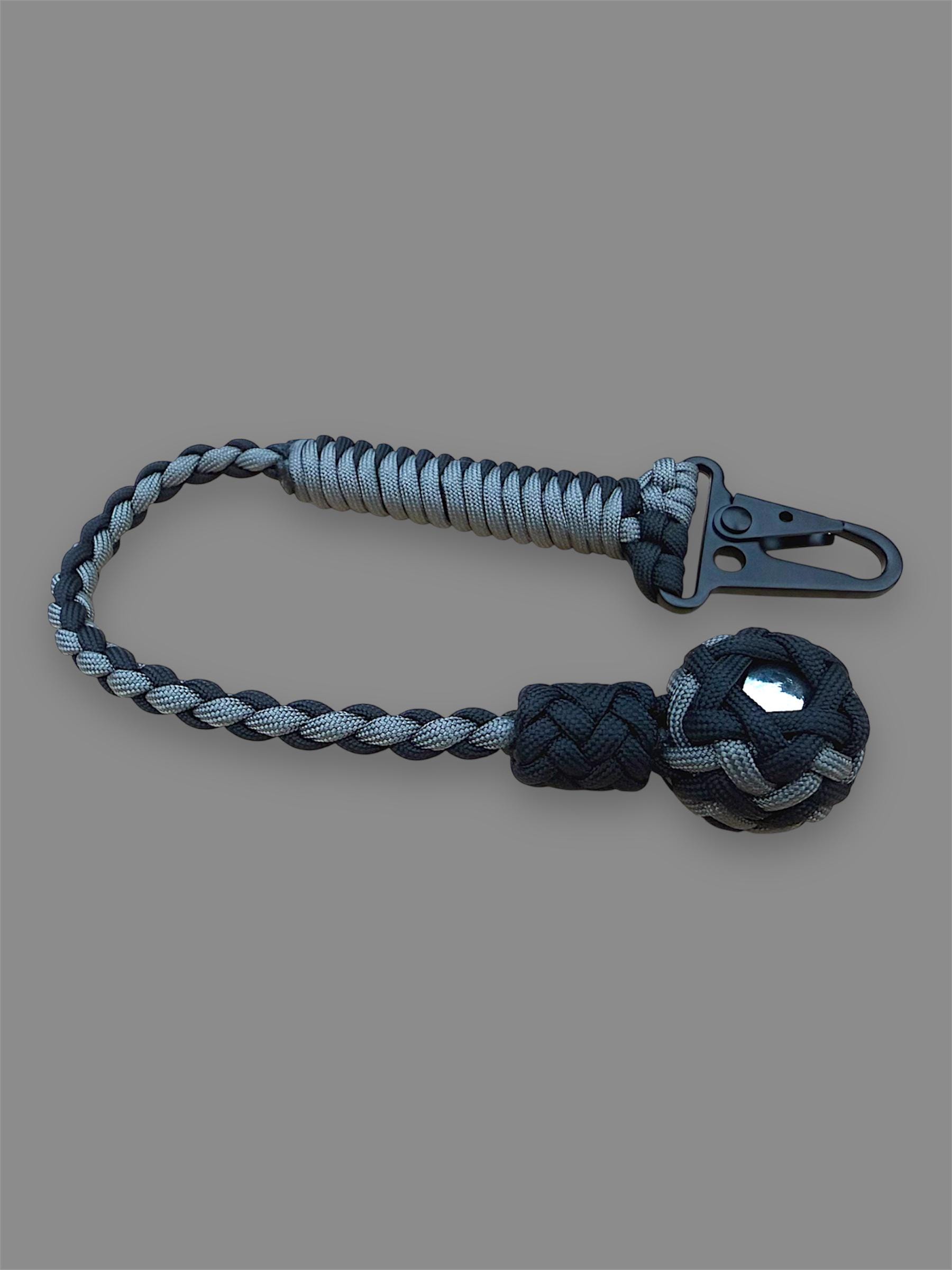 Decorative Paracord Wrapped 1.5 Inch Steel Ball in Black and Charcoal ...
