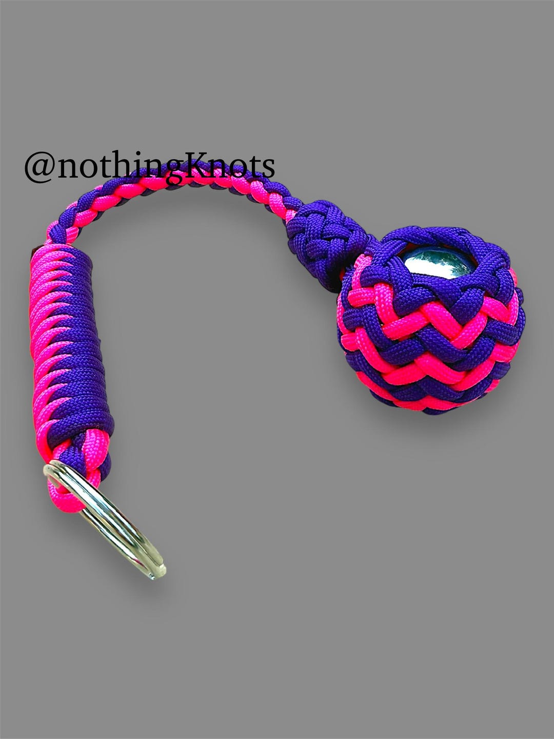 Decorative Paracord Wrapped 1.5 Inch Steel Ball in Neon Pink and Acid ...