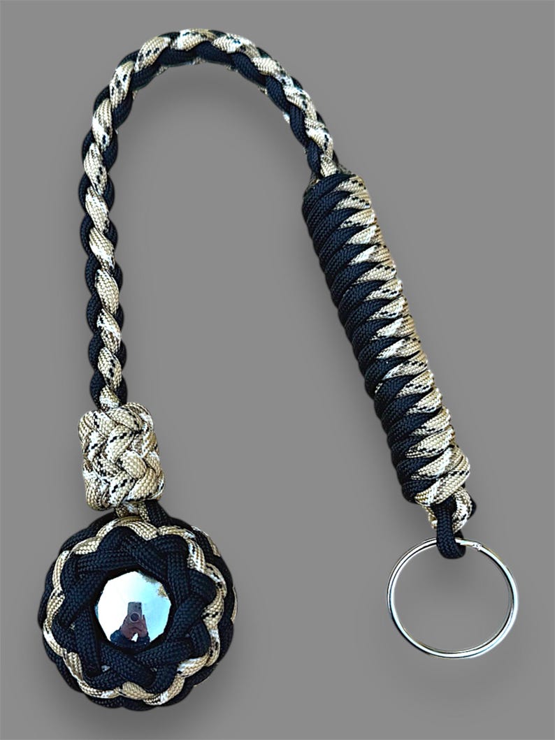 Decorative Paracord Wrapped 1.5 Inch Steel Ball in Black and Tan Camo ...