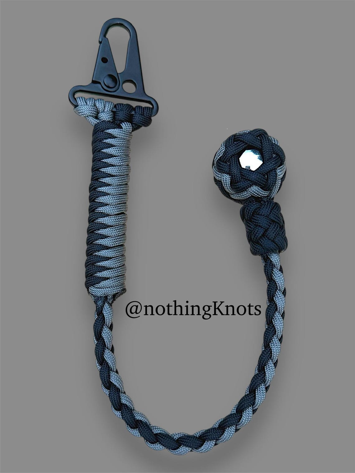 Decorative Paracord Wrapped 1.5 Inch Steel Ball in Black and Charcoal ...