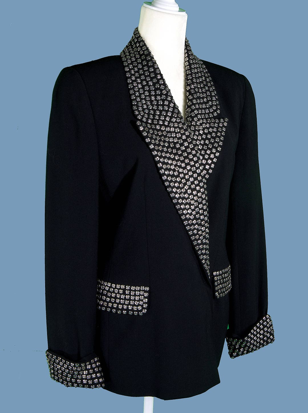 Unique Randolph Duke Designer Jacket Black Wool Crepe With Snap ...