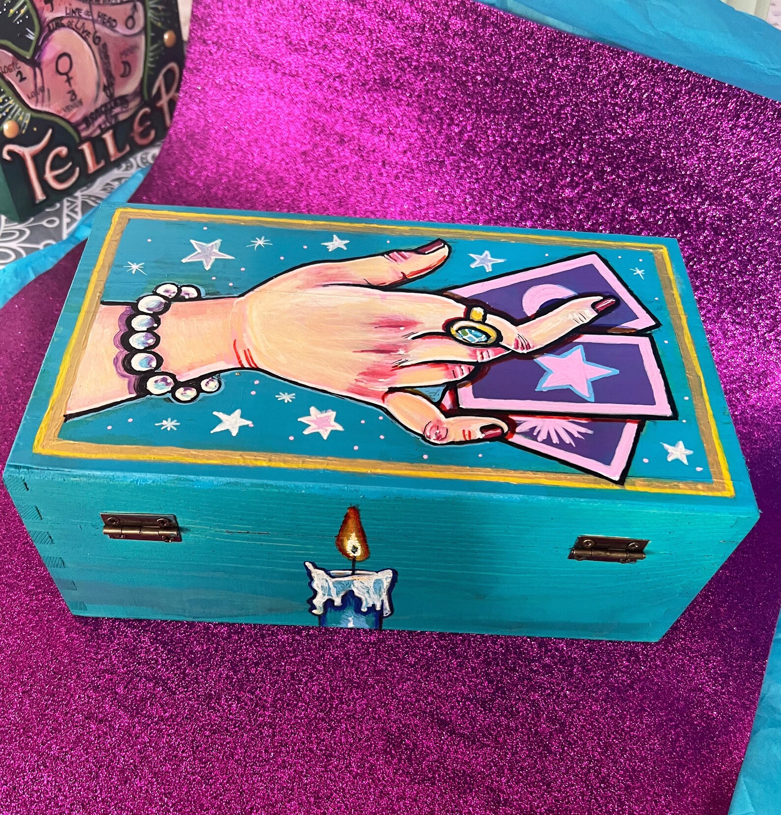 Hand Painted Wood Box. Exclusive Tarot Box. Tarot Storage Box. Tarot ...