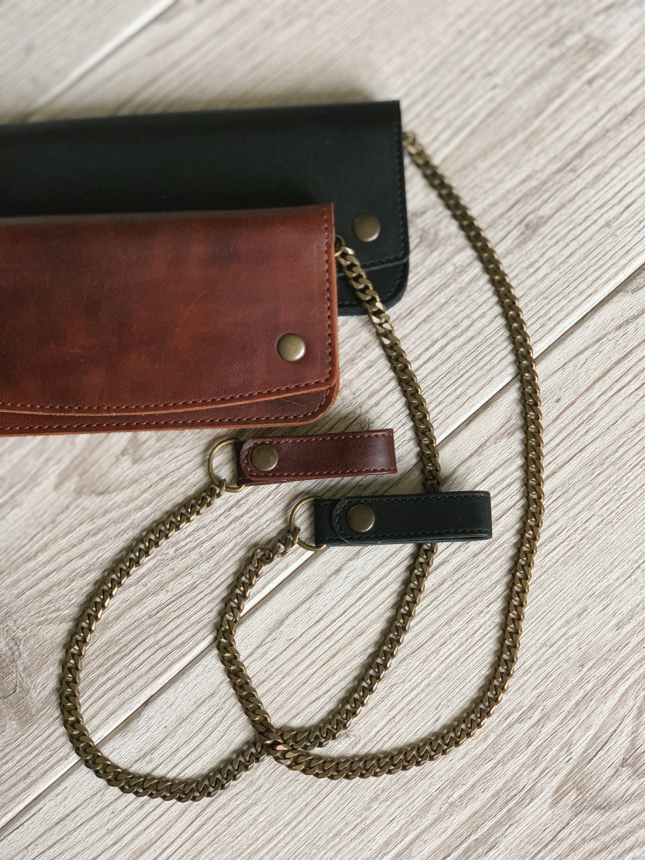 Wallet with chain Leather biker wallet Trucker wallet chain | Etsy
