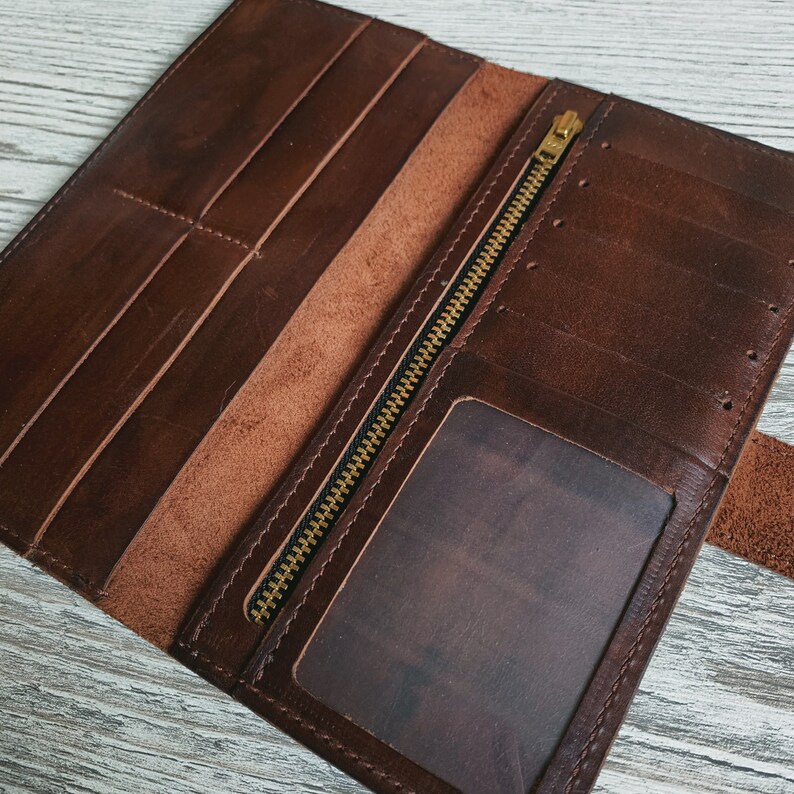 Long Mens Leather Wallet Long Wallets for Men Personalized - Etsy