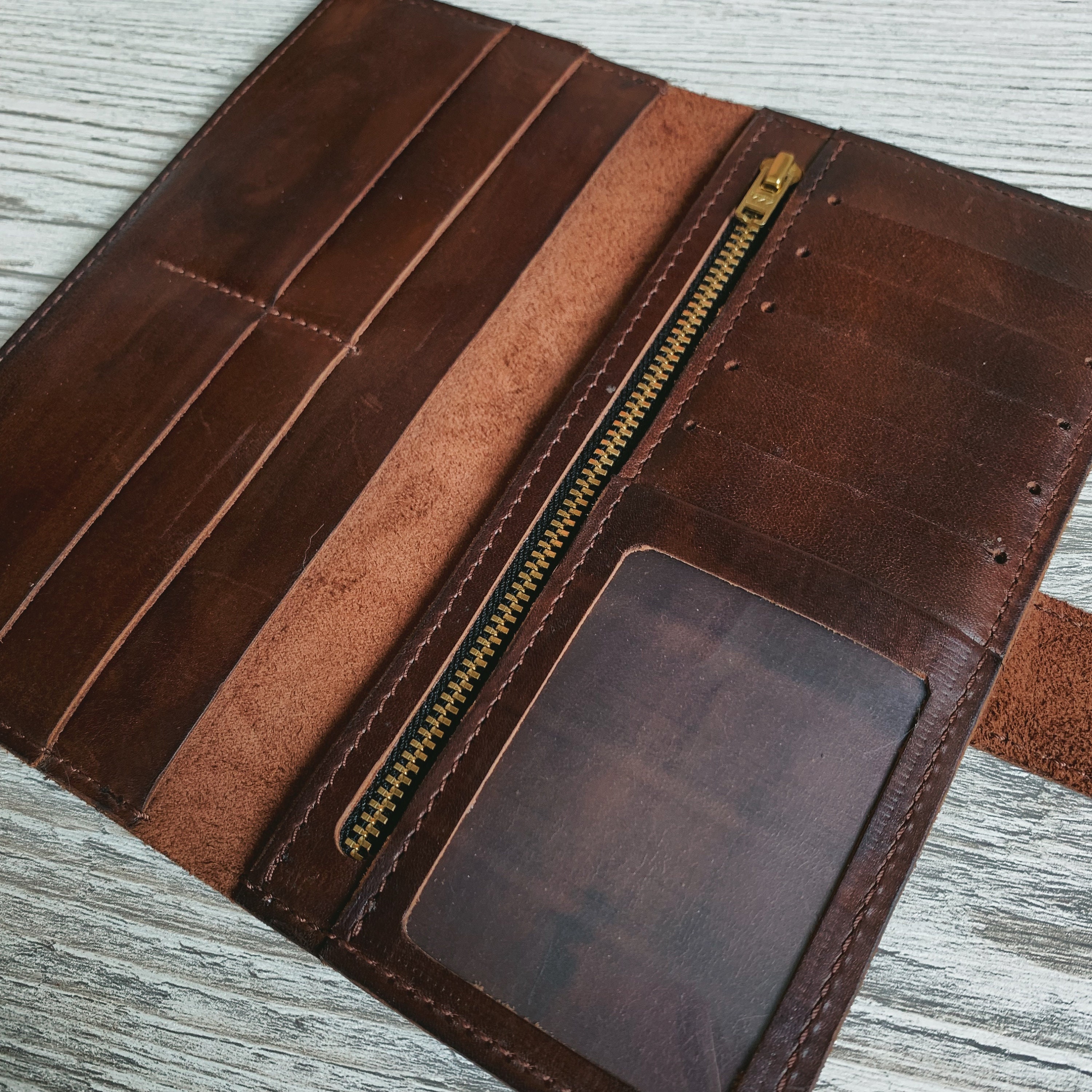 Long mens leather wallet Long wallets for men Personalized | Etsy