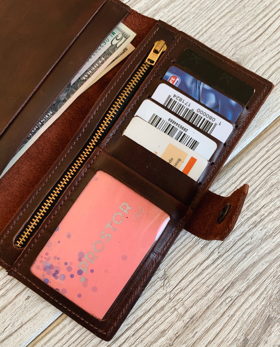 Men's leather wallet Wristlet Phone wallet for men Brown | Etsy