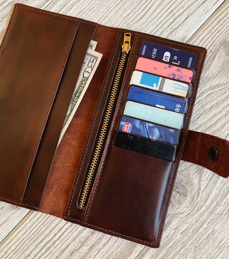 Men's Leather Wallet Wristlet Phone Wallet for Men Brown - Etsy