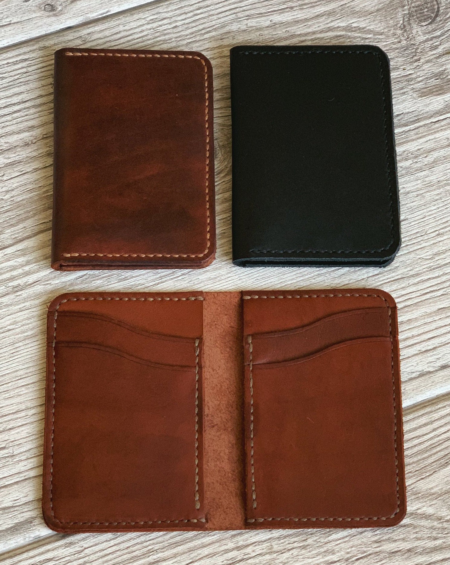 Slim leather wallet Mens Leather Wallet Card Holder Leather | Etsy