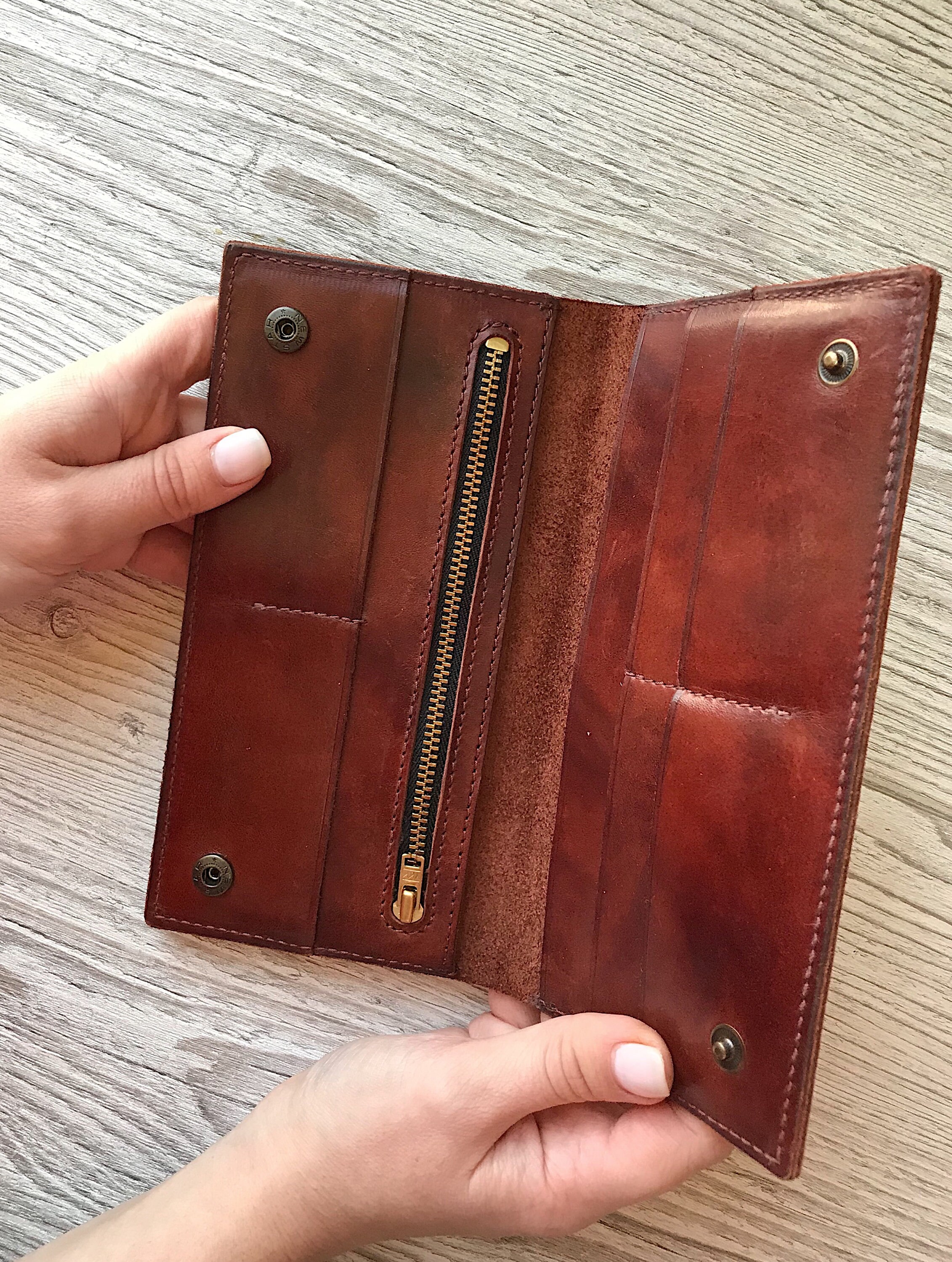 Leather wallet woman purse Personalized wallet Minimalist | Etsy