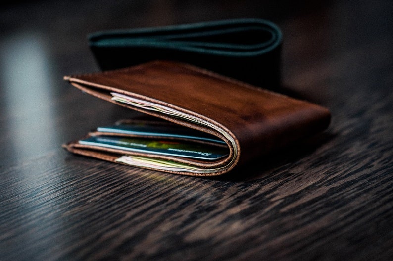 Leather Bifold Mens Leather Wallet Slim Bifold Wallet | Etsy