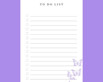 Downloadable and Printable Aesthetic Purple To-do List Checklist ...