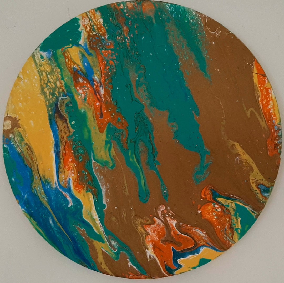 12" Original Abstract Painting Round Stretched Canvas Ready to Hang ...