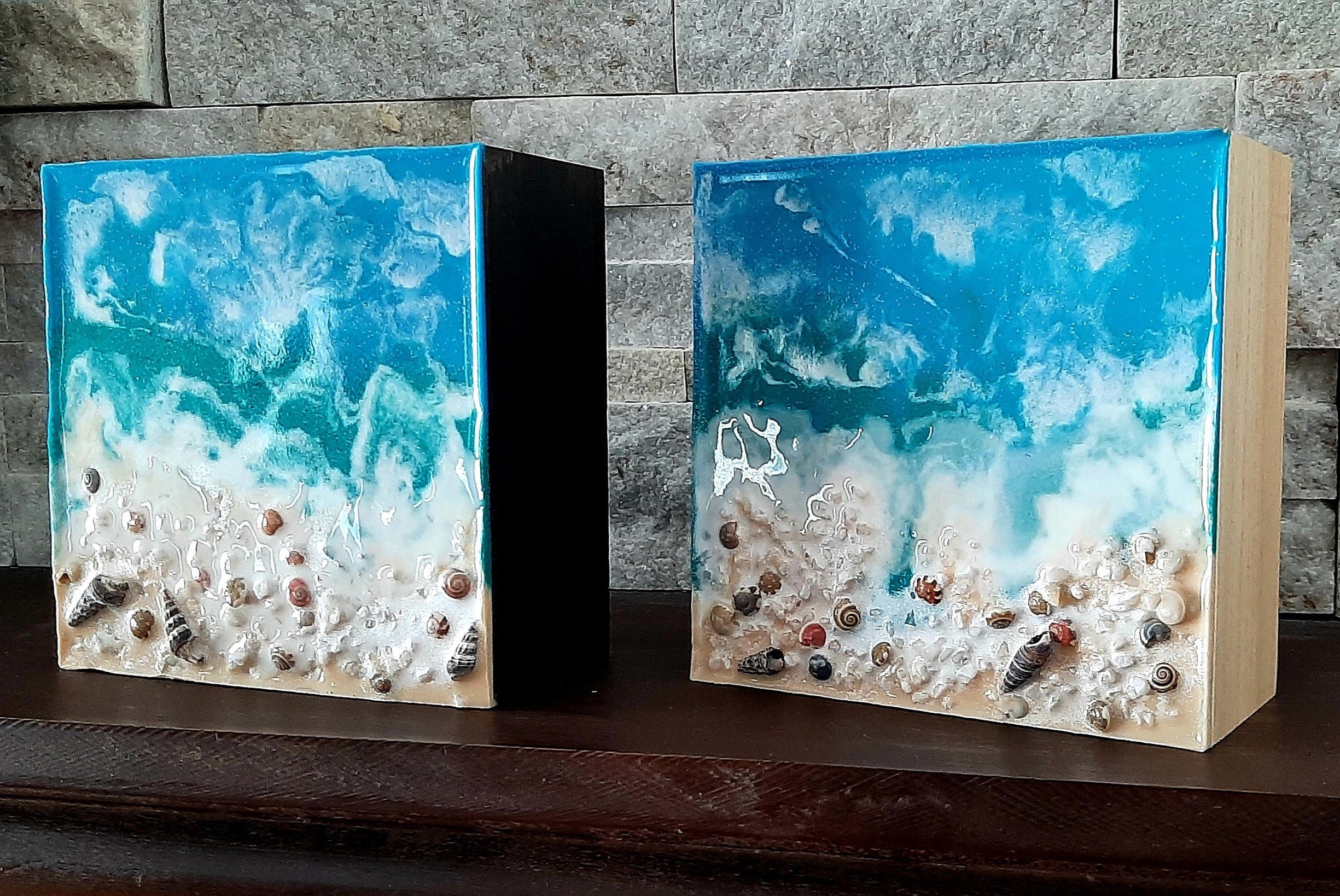 Resin Art Original Seascape Beach Ocean Resin Painting Epoxy Coastal ...