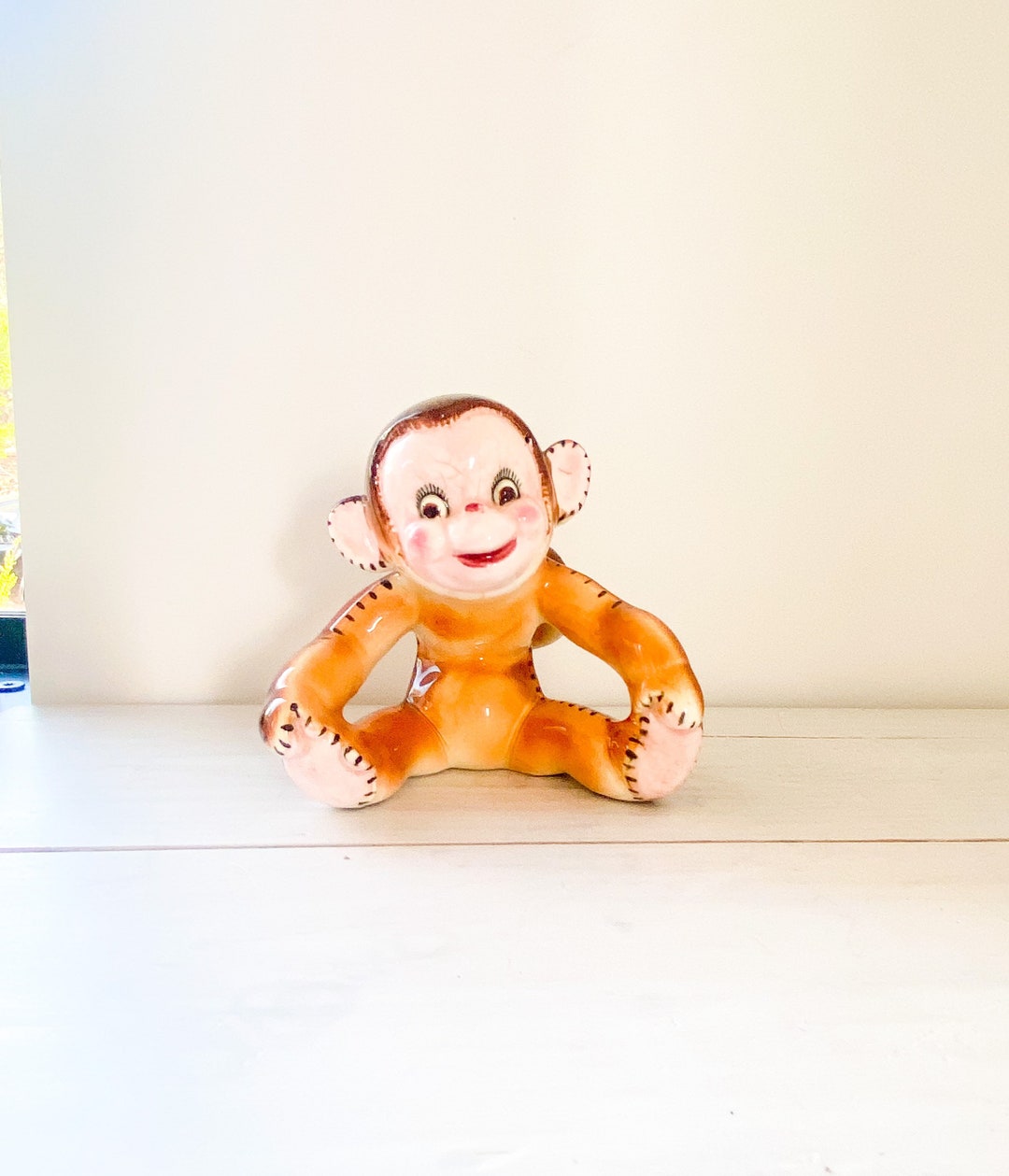 Vintage Ceramic Monkey Planter, Mid-century, Kitschy, Monkey, Planters ...