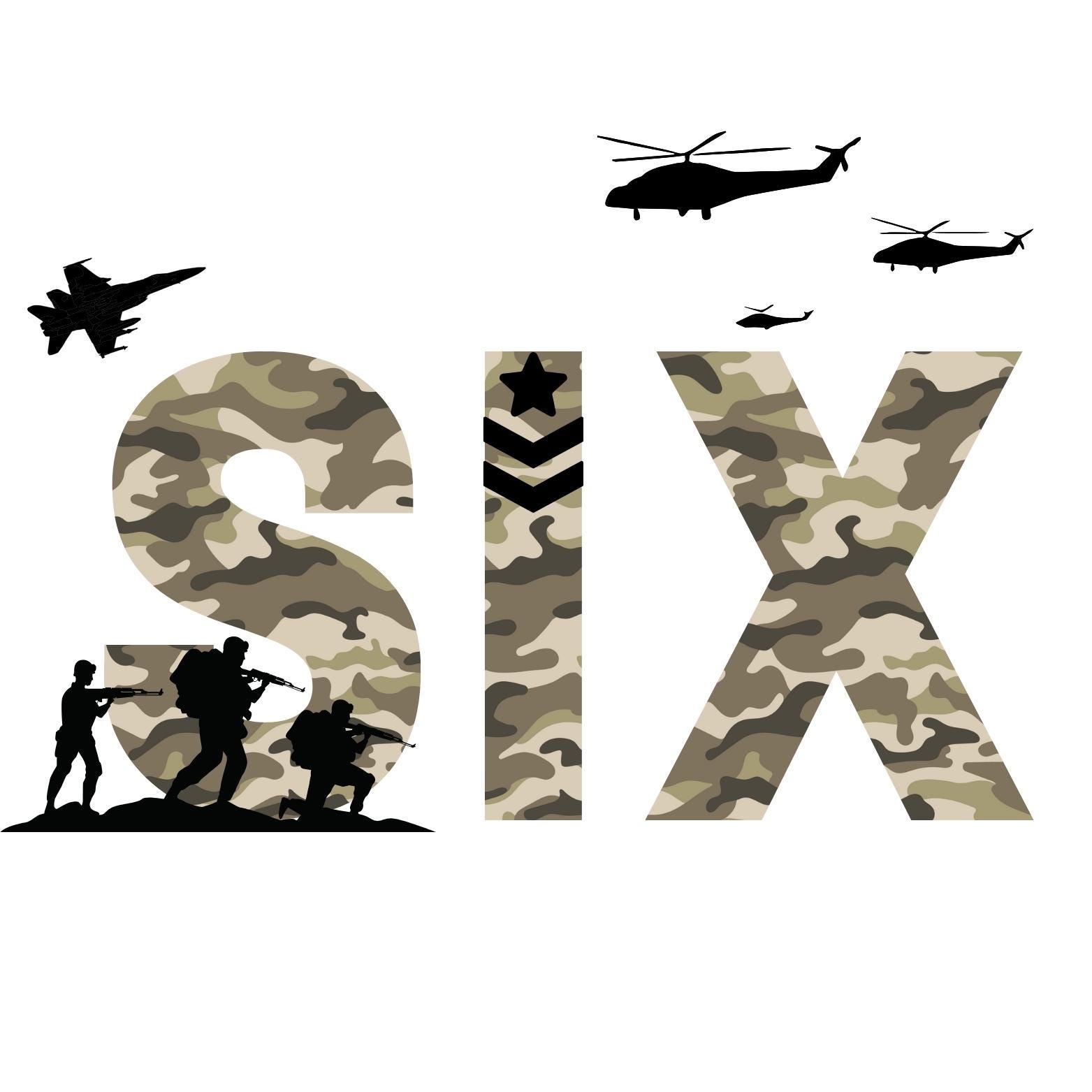 Military SIX Svg 6th Birthday Sublimation PNG File Army Sixth File Six ...