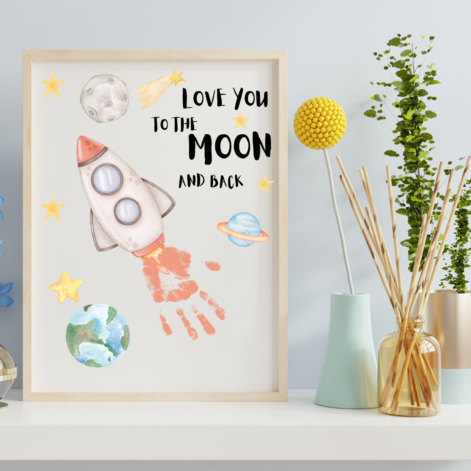 First Mothers Day Handprint Craft, Spaceship Handprint Baby Handprint ...