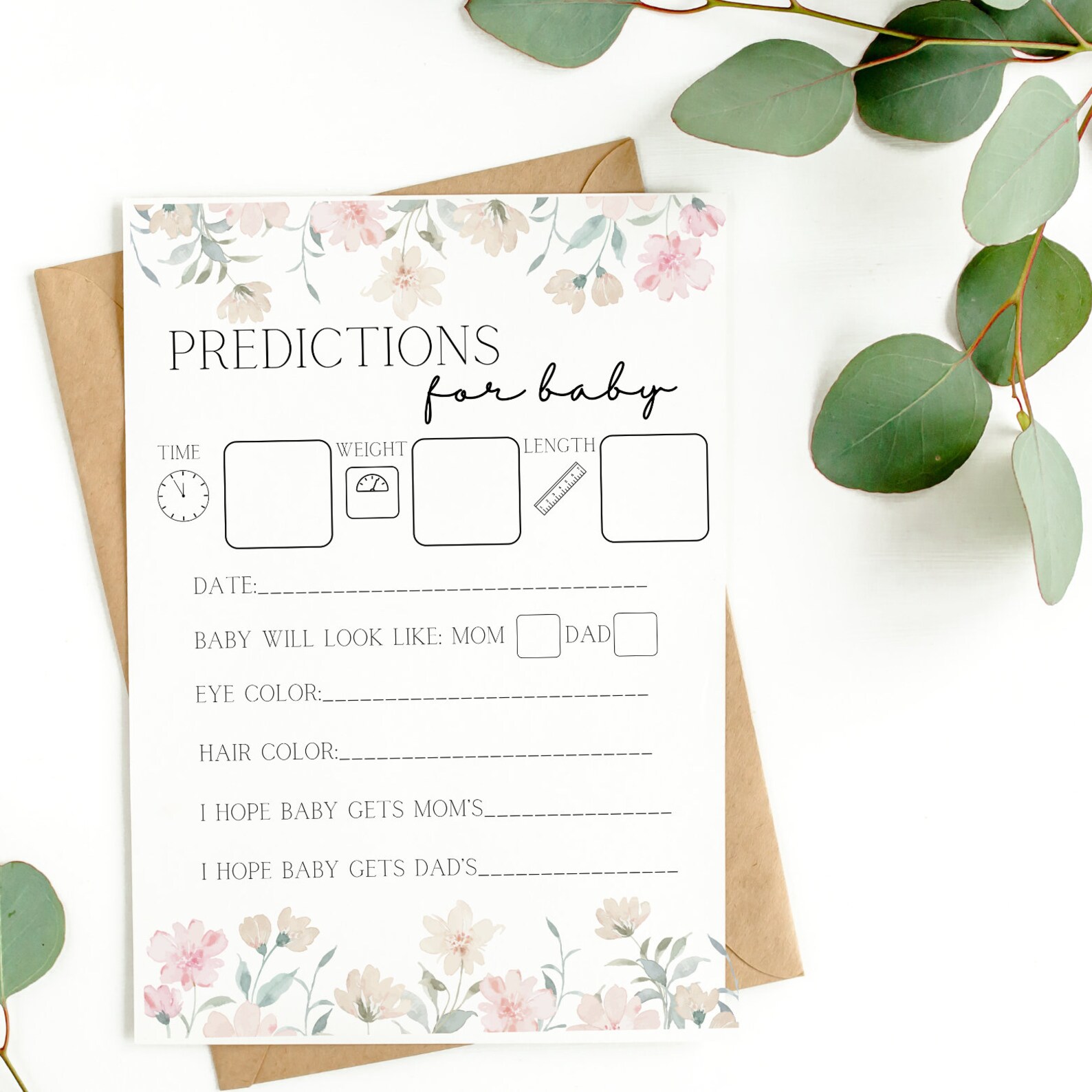 Predictions for Baby Shower Game Printable, Baby Shower Game Printable ...