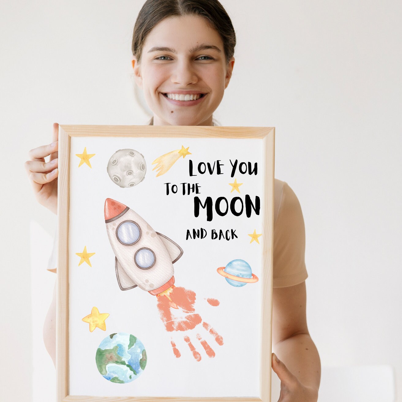 First Mothers Day Handprint Craft, Spaceship Handprint Baby Handprint ...