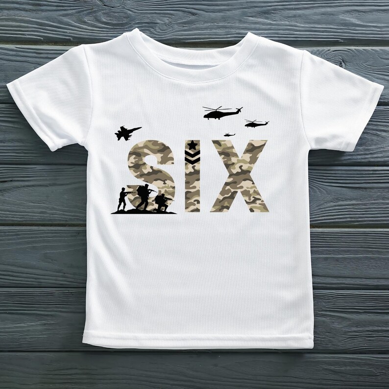 Military SIX Svg 6th Birthday Sublimation PNG File Army Sixth File Six ...