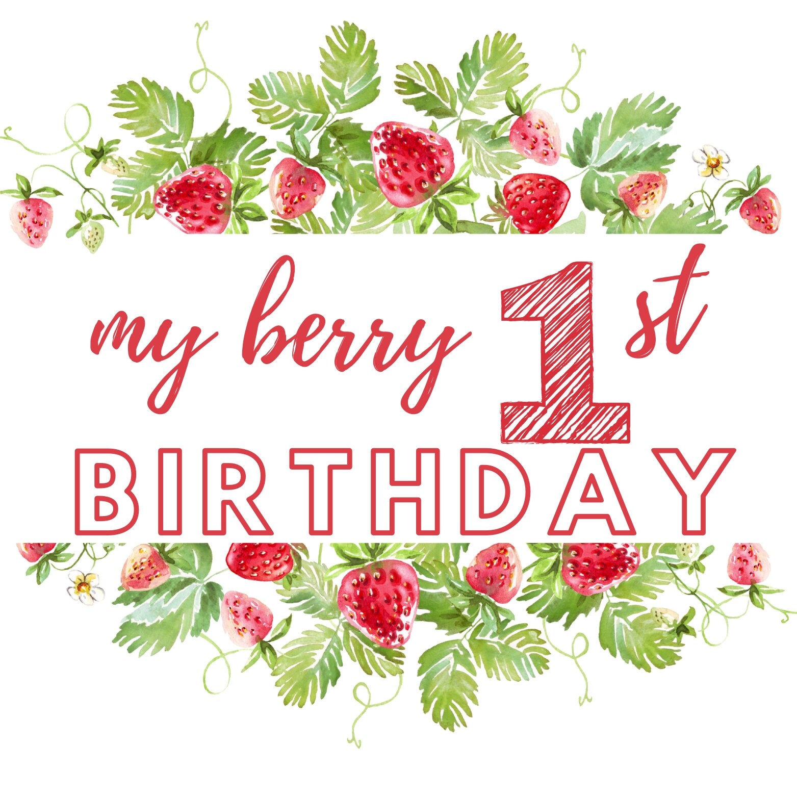 Berry Birthday Png, My Berry First Birthday Png, Berry Themed Birthday ...