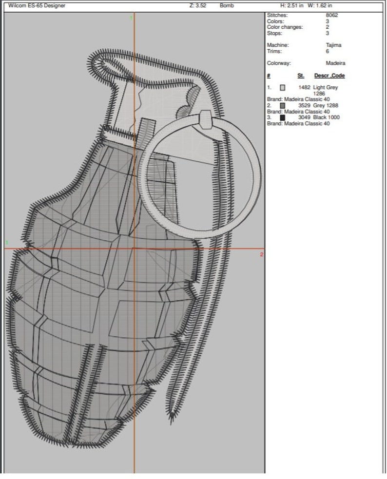 Hand Bomb Grenade Design for Embroidery Machines - Etsy