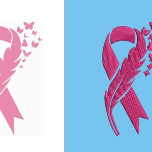 Breast Cancer Awareness Pink Ribbon Embroidery Desing Digital Files - Etsy