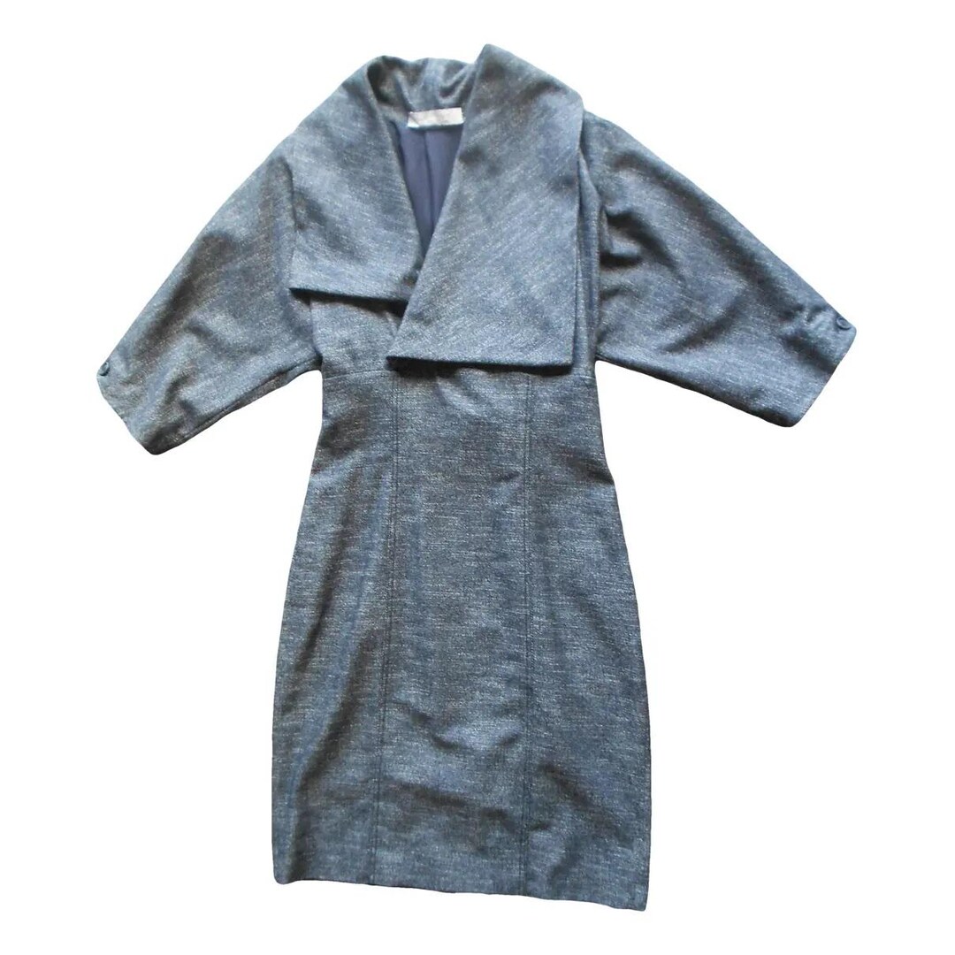 STELLA MAC CARTNEY* Grey and Blue Wool Dress, S, Luxury Dress 2000s ...