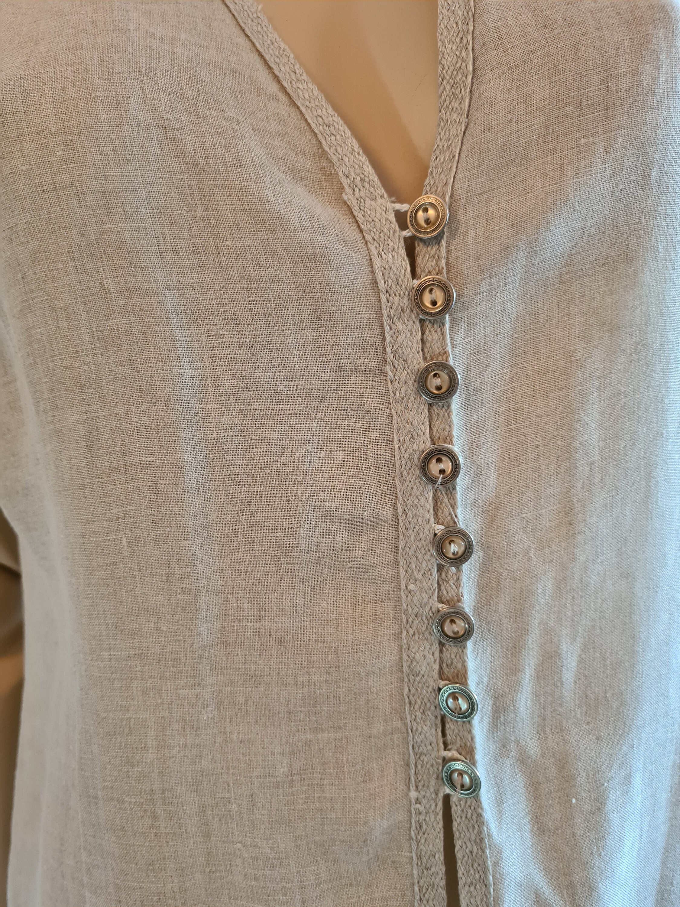 Vintage 2000s, BARBARA BUI Long Beige Linen Tunic, M, Luxury Linen Top ...