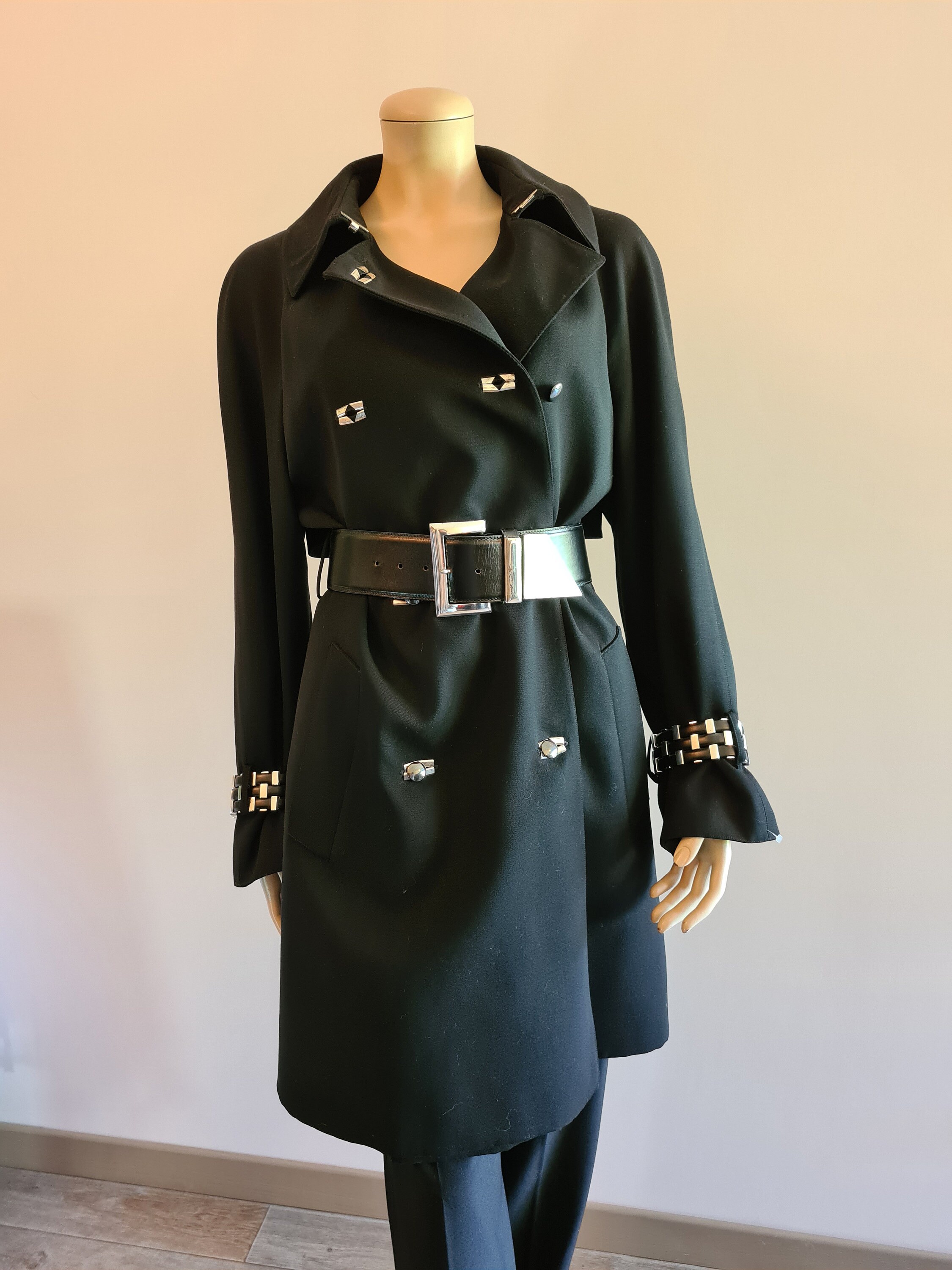 Vintage 1990s, CLAUDE MONTANA Black Wool Coat, S, Haute Couture, Made ...