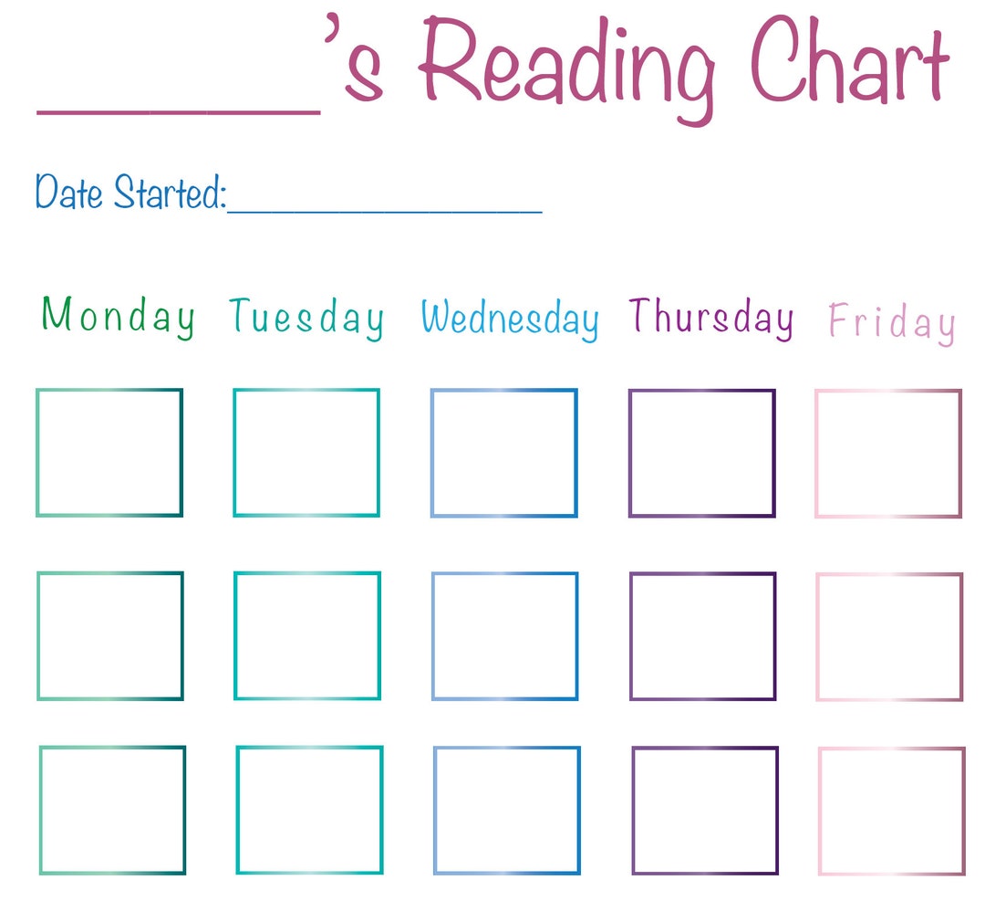 Reading Sticker Chart - Weekly Reading Goal Tracker - Etsy