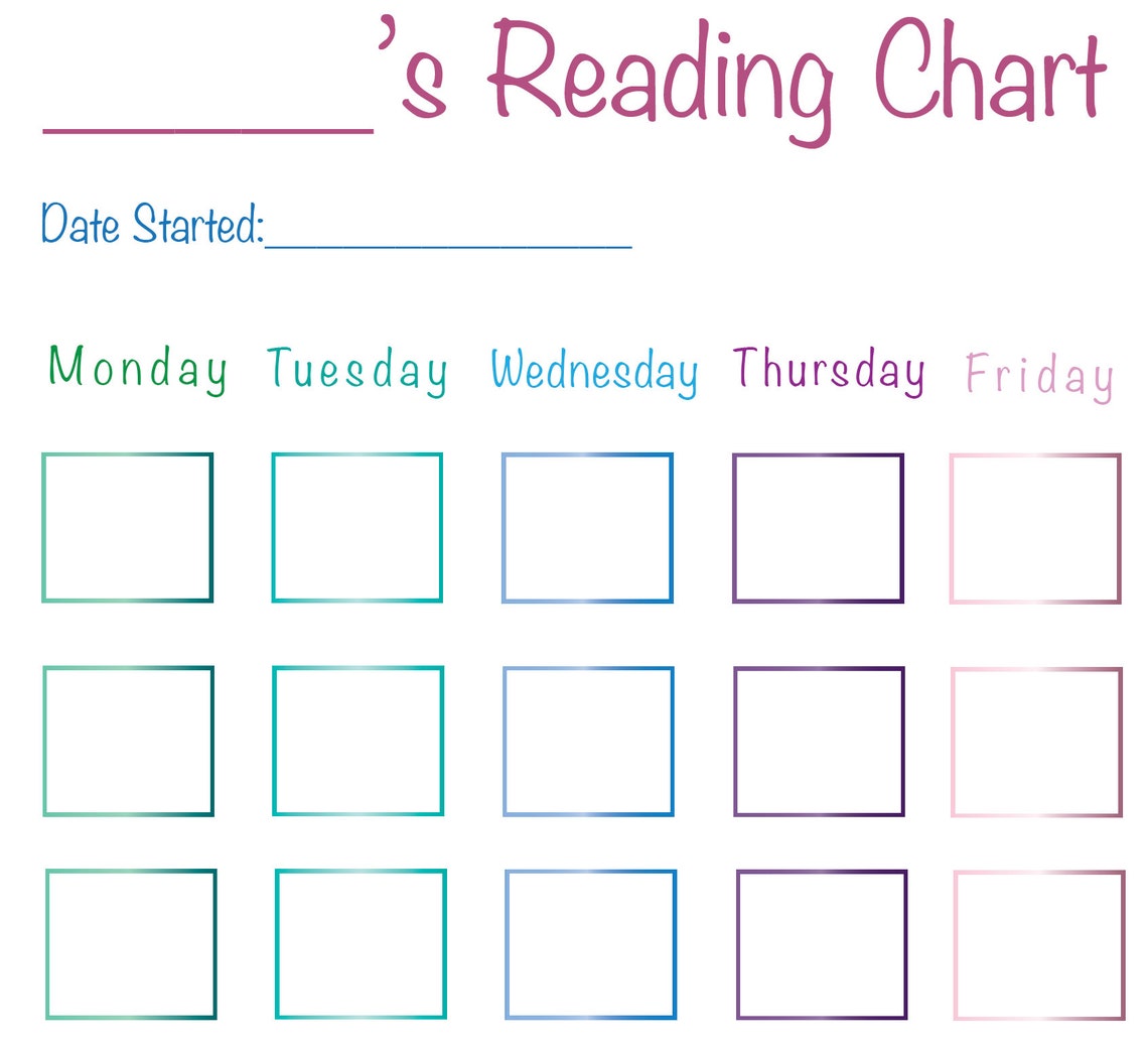 Reading Sticker Chart - Weekly Reading Goal Tracker - Etsy