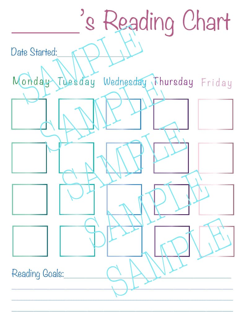 Reading Sticker Chart - Weekly Reading Goal Tracker - Etsy