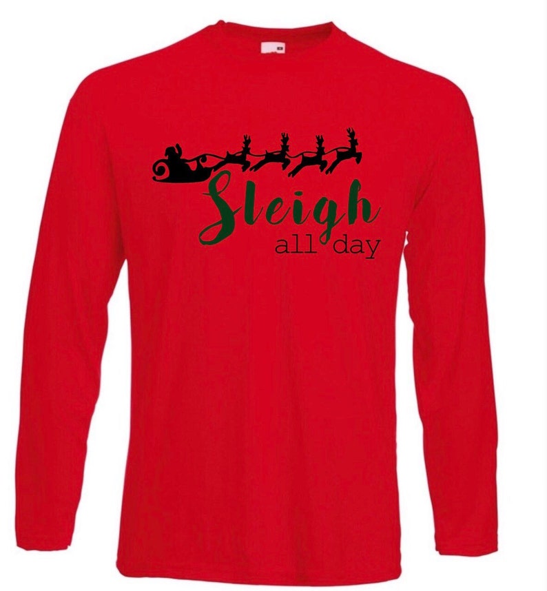 Sleigh All Day Santa Tee//christmas Shirt Reindeer Holiday - Etsy
