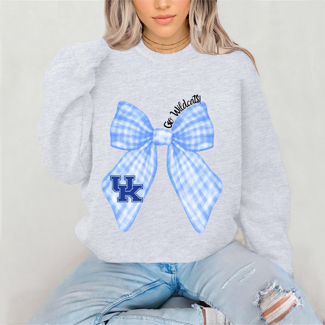 Preppy Go Wildcats PNG, Blue Gingham Bow PNG, Trendy PNG, Millenial Png ...