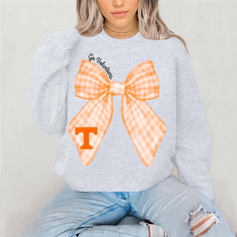 Preppy Go Volunteers PNG, Orange Gingham Bow PNG, Trendy PNG, Millenial ...