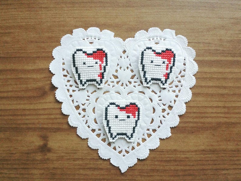 Bloody Gums Tooth Cross Stitch Pattern: Kawaii Dentist Decor (PDF ...