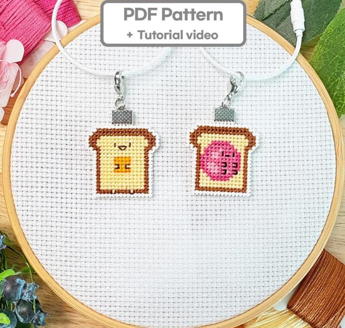 Ham Toast Cross Stitch Pattern PDF: Double-sided Kawaii Sandwich ...