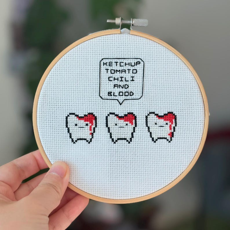 Bloody Gums Tooth Cross Stitch Pattern: Kawaii Dentist Decor (PDF ...
