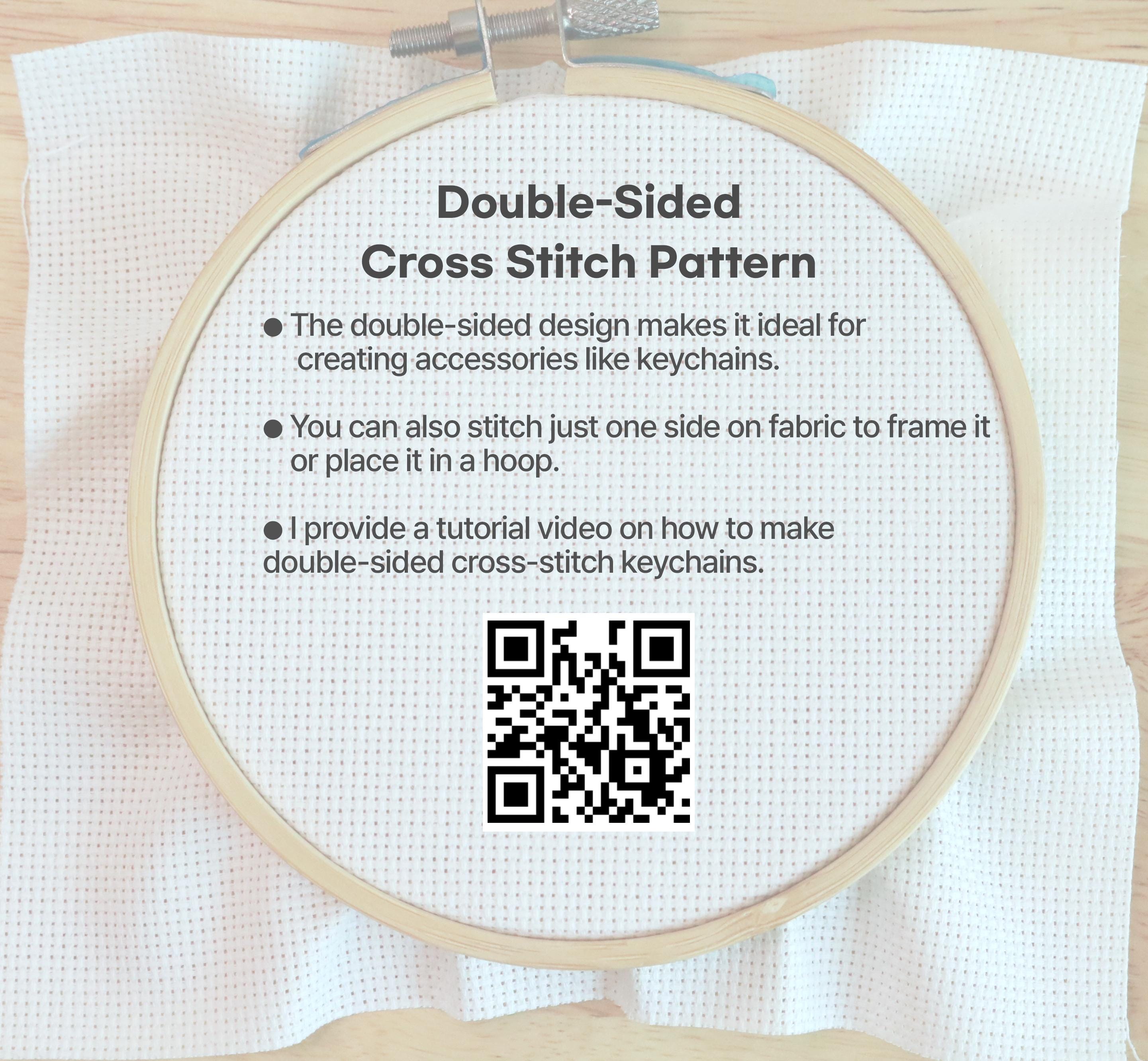 Jumping Calico Cat Cross Stitch Pattern: Double-sided Keychain Design ...