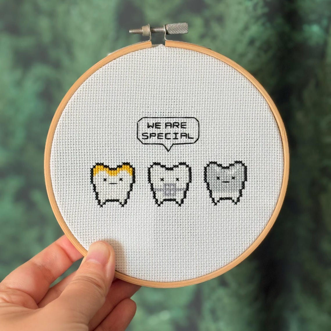 Tooth Cross Stitch Pattern - Orthodontic Braces, Silver Crown, Gold ...