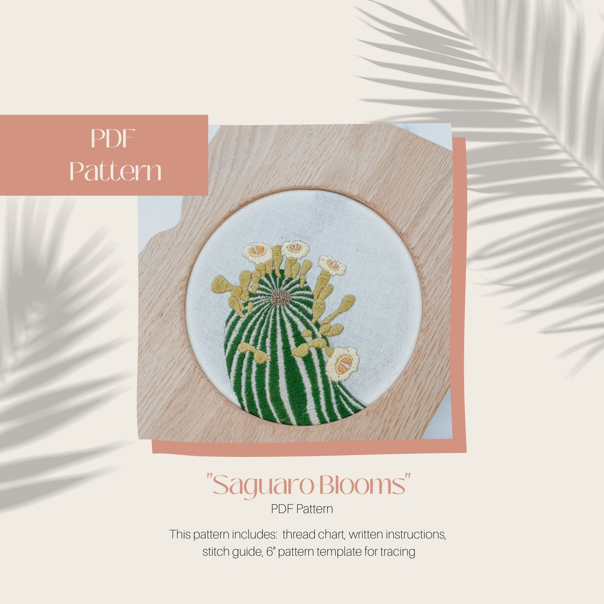 Saguaro Cactus Embroidery Pattern Desert Embroidery Wall | Etsy