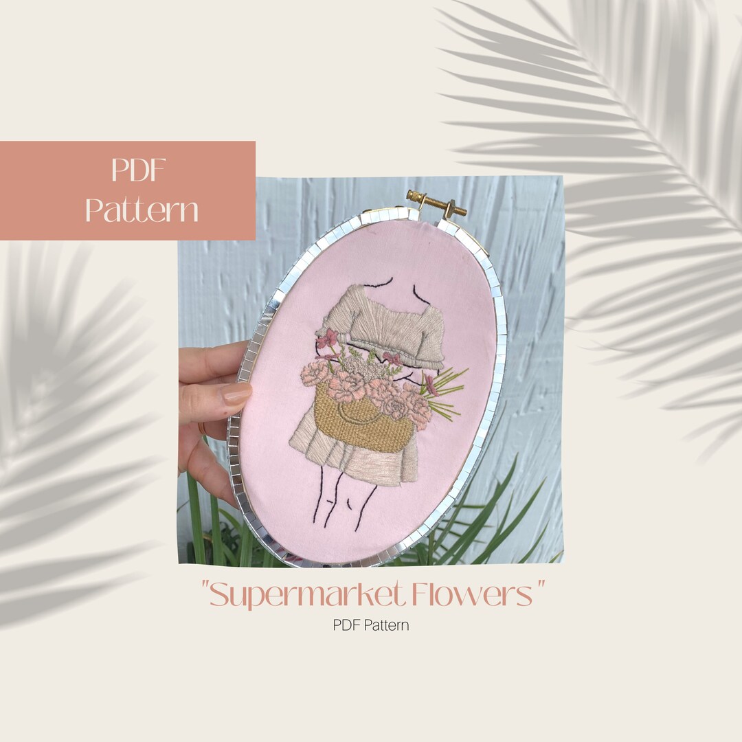 Floral Coquette Embroidery Pattern, Intermediate Embroidery ...