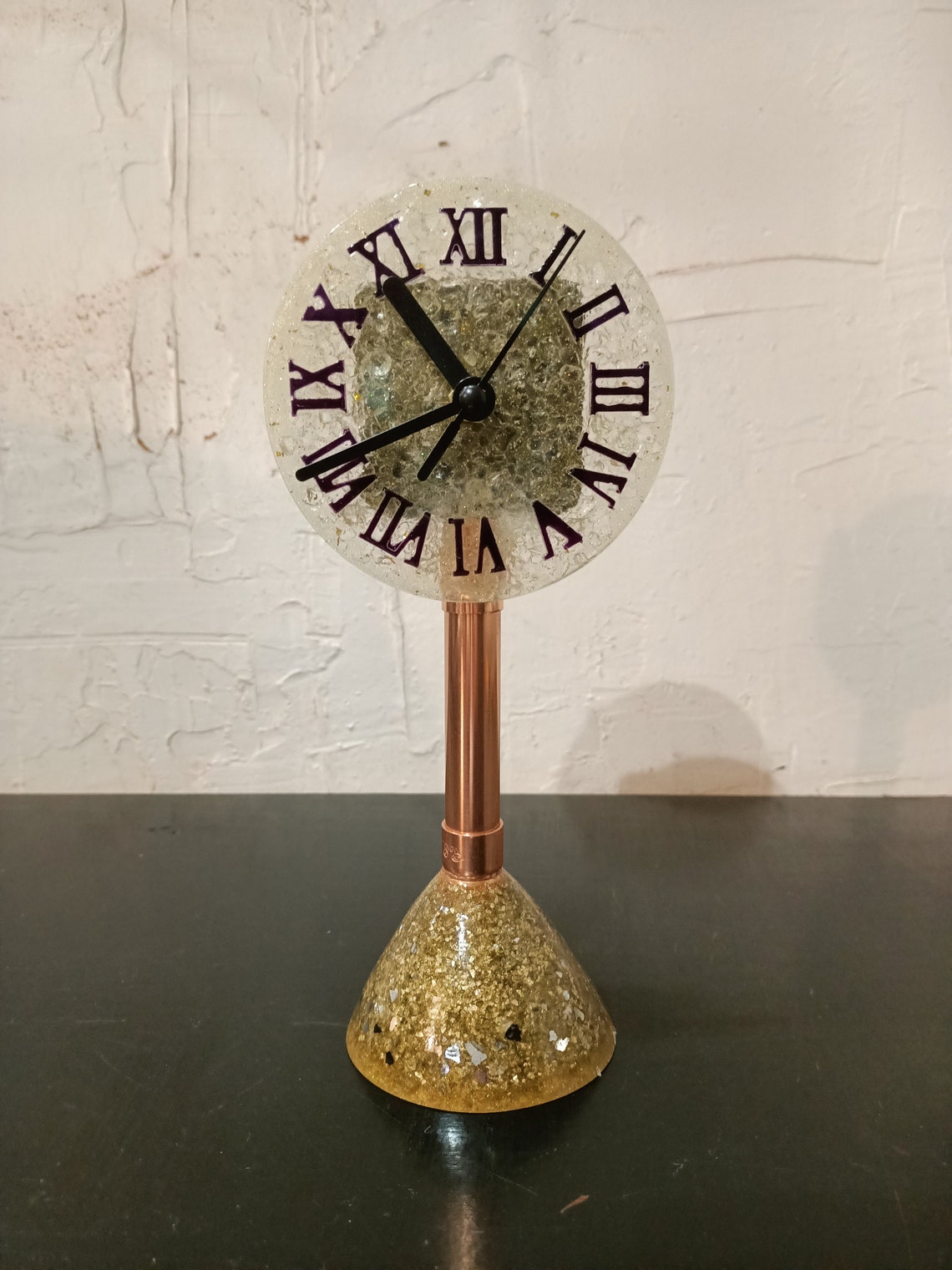 Handmade Clock Gold Crystals Epoxy Resin Desk Top Furniture - Etsy